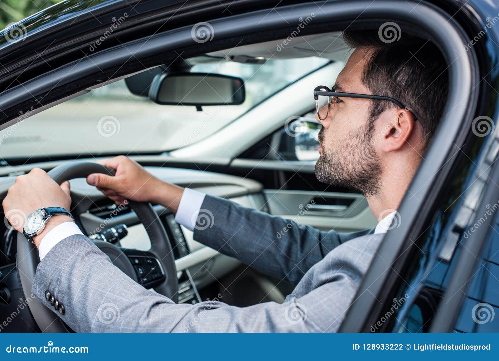 Side View of Businessman in Eyeglasses Stock Photo - Image of ...