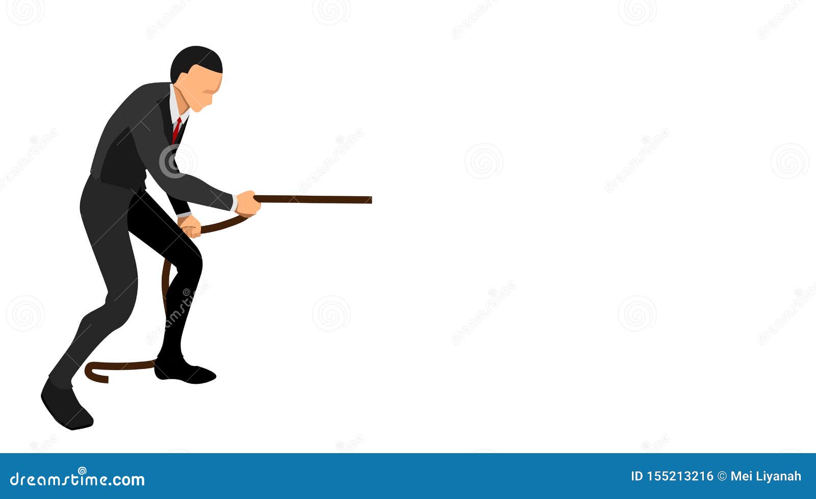Side View of a Businessman Pulling a Rope with His Hand. Business ...