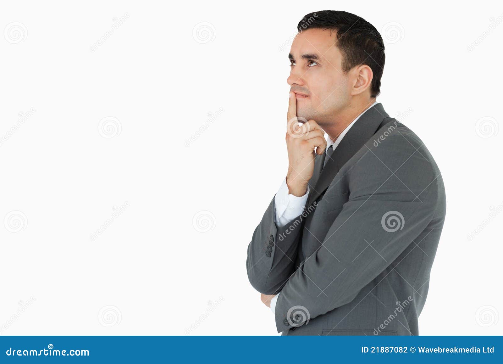 Side View Of Businessman In Thoughts Stock Photo - Image of attractive ...