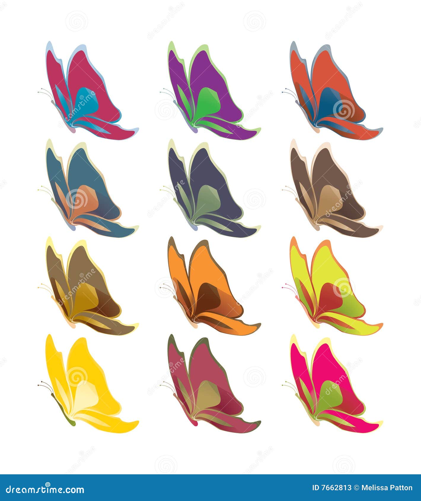 Side view butterflies stock vector. Illustration of graphic - 7662813