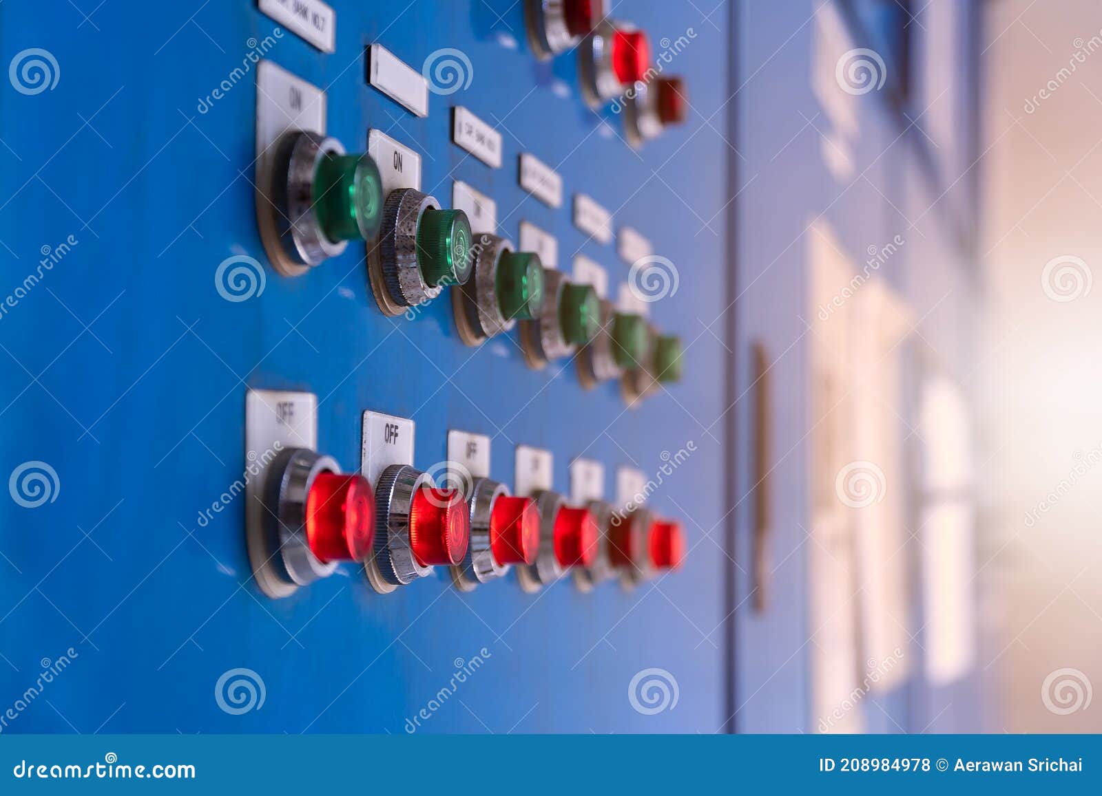 Side View of Button Switch Panel for on-off Machines. Stock Photo ...