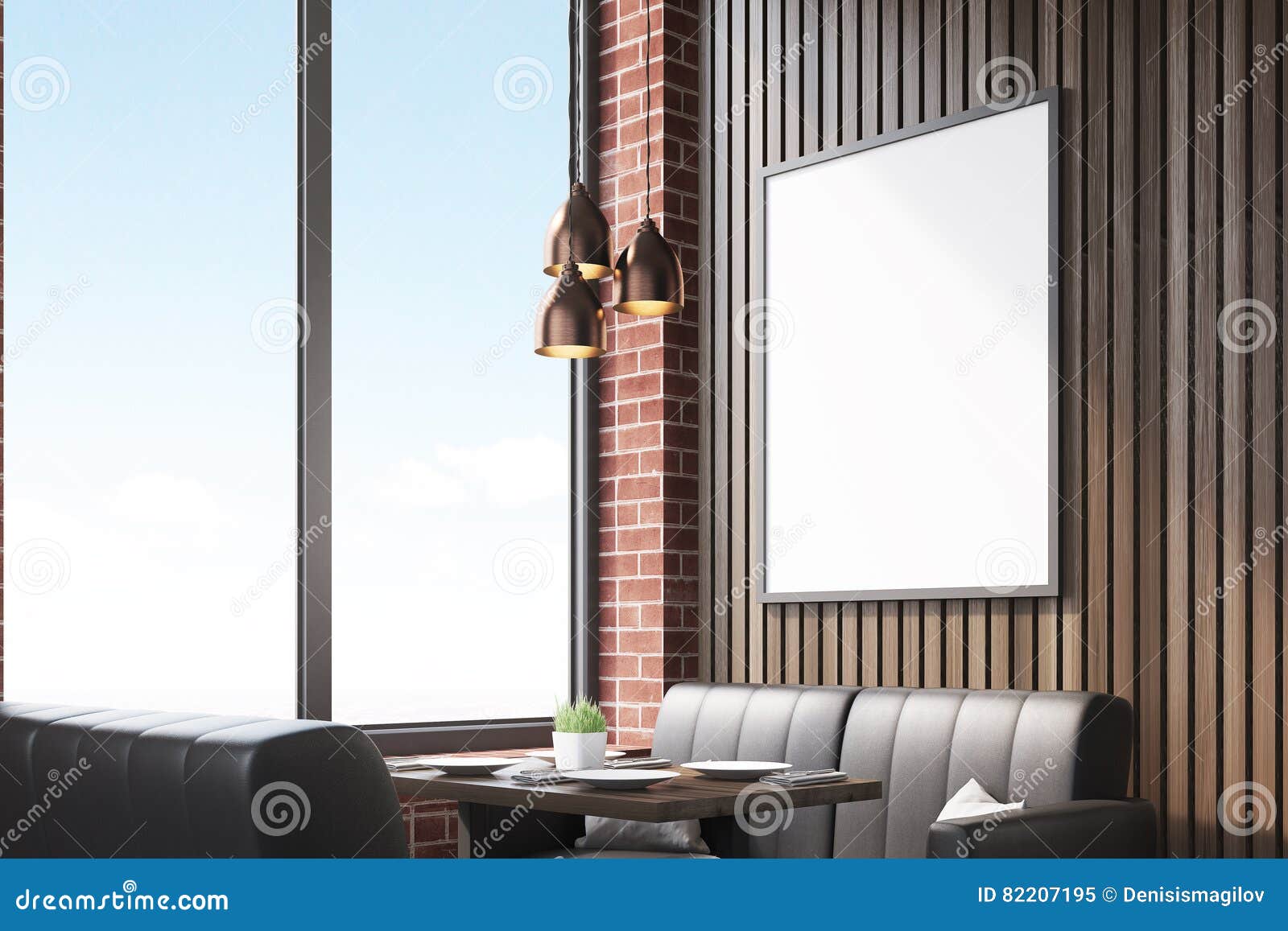 Side View of Cafe Interior with Sofas Stock Illustration - Illustration ...