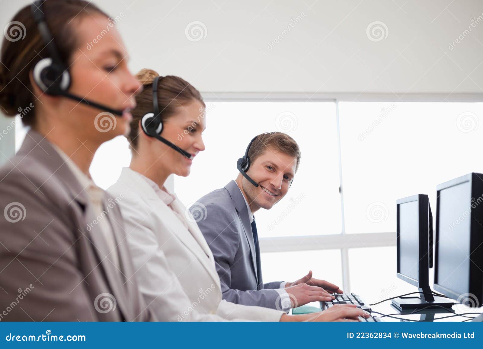 Side View of Call Center Team Stock Photo - Image of talking, customer ...