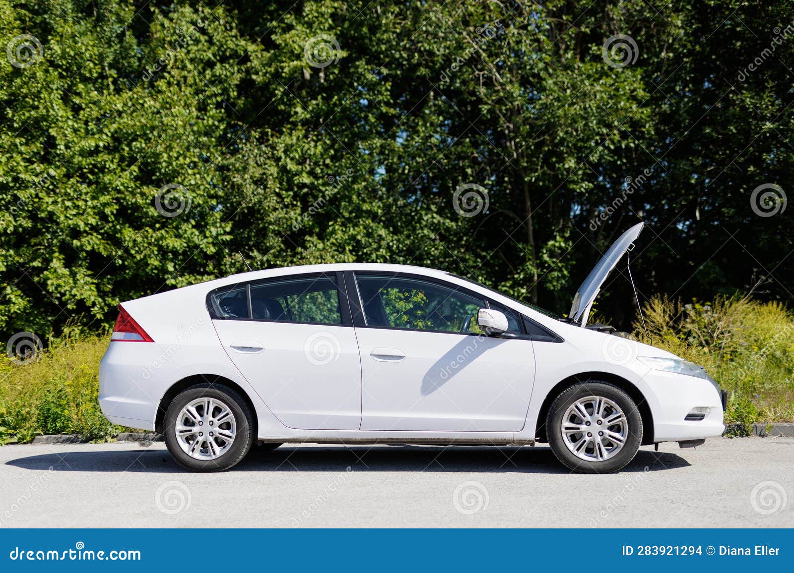 Side View of a Car with Open Hood Stock Photo - Image of city, gasoline ...