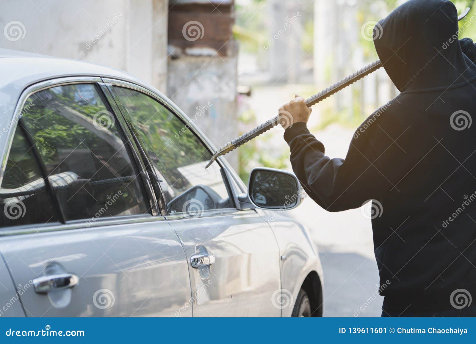 Side View of Car Thief in Action Stock Image - Image of robbery, safety ...