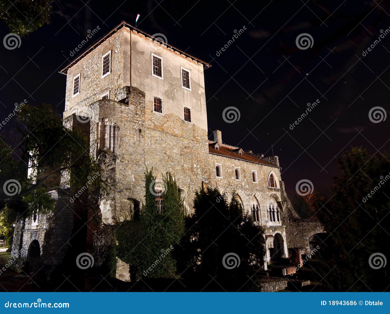 Side View of the Castle of Tata at Stock Photo - Image of starry ...