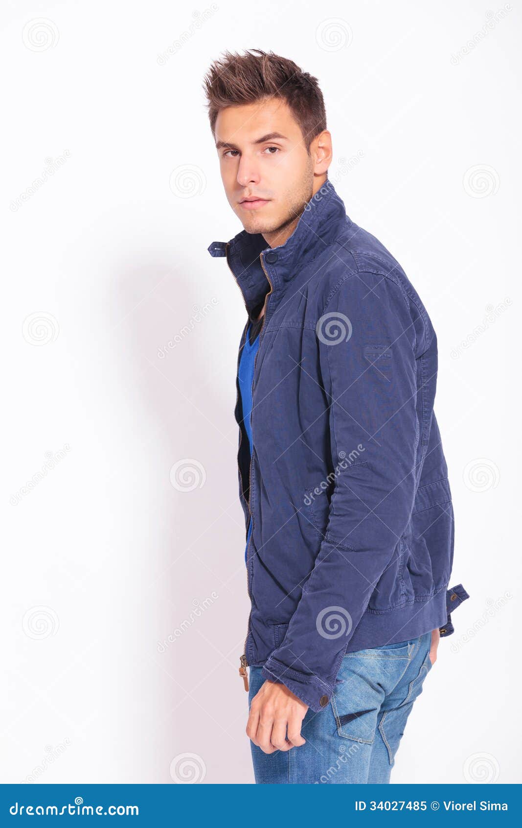 Side View of a Casual Fashion Man Stock Image - Image of jacket, autumn ...