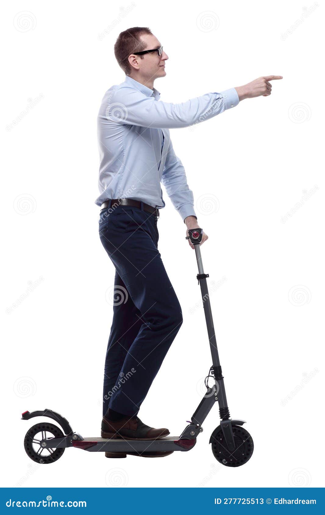 Side View. Casual Man with Electric Scooter Looking at You Stock Image ... Side View. Casual Man with Electric Scooter Looking at You Stock Image ...