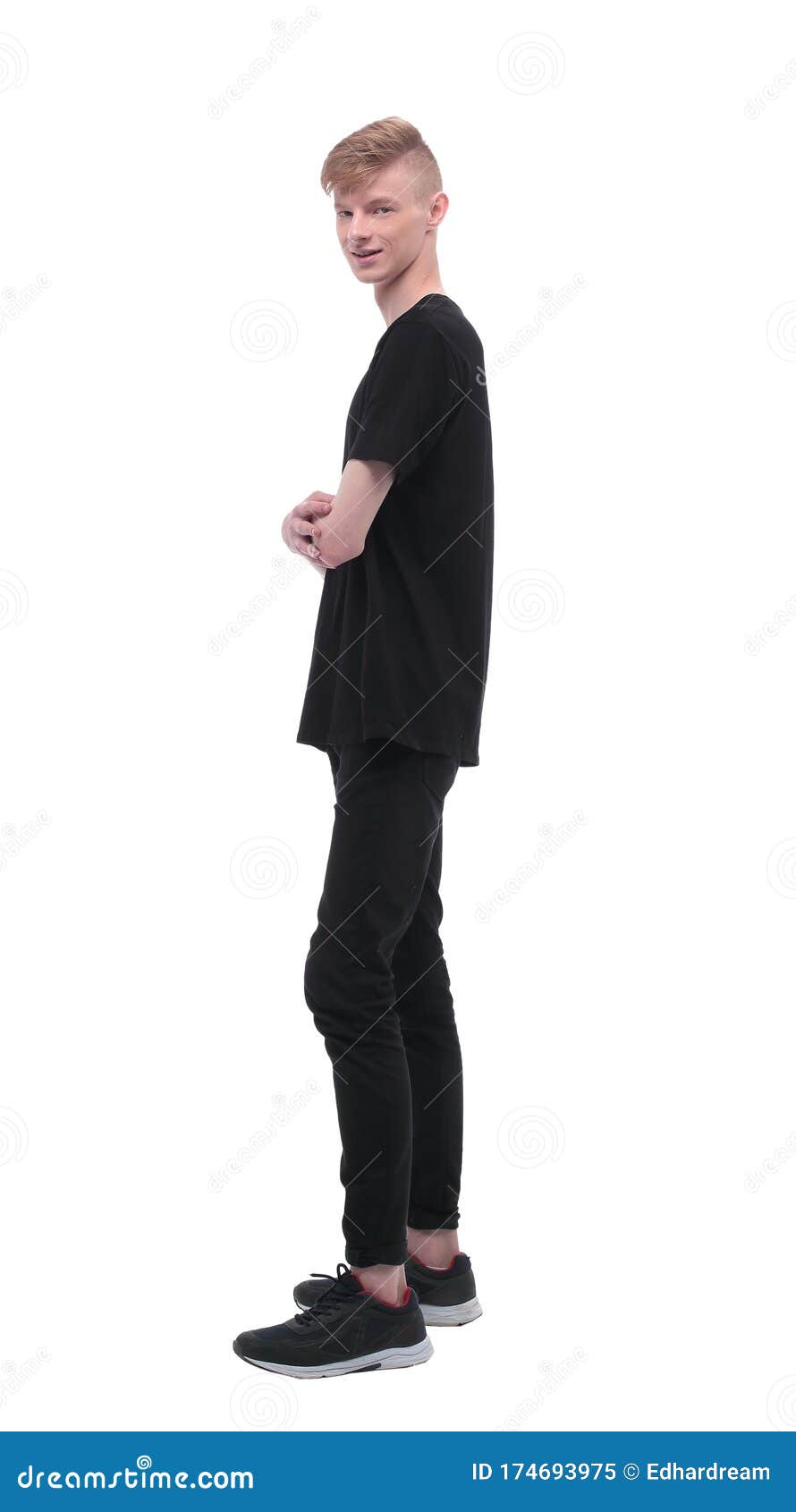 Side View. Casual Student Guy Looking Forward Stock Image - Image of ...