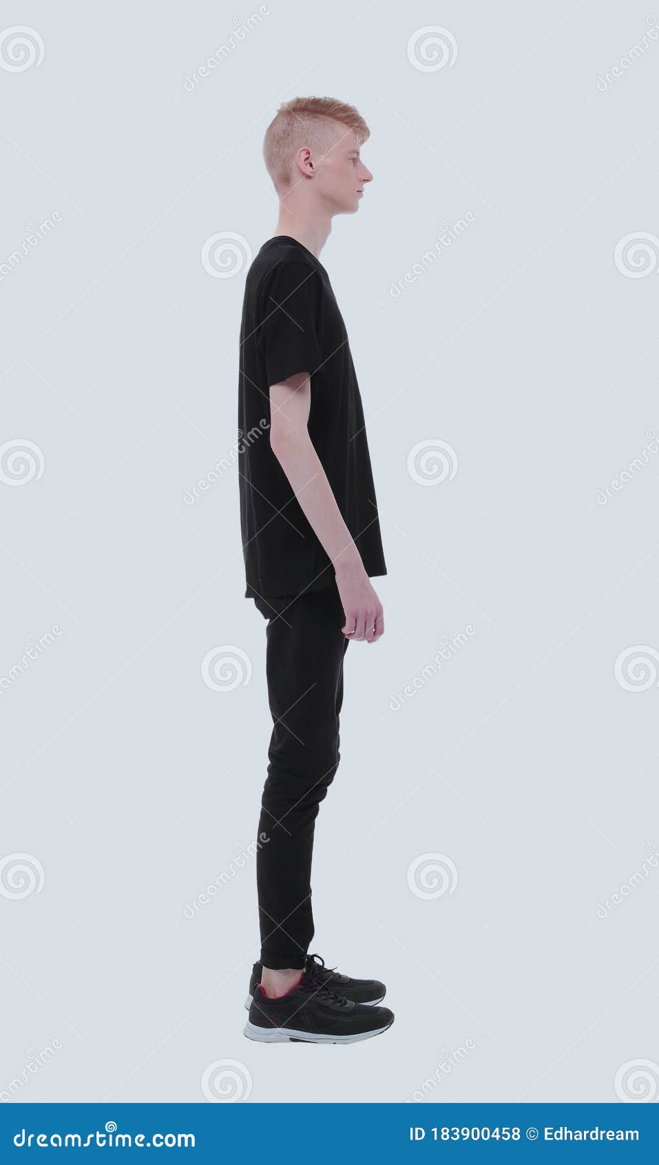 Side View. Casual Student Guy Looking Forward Stock Photo - Image of ...