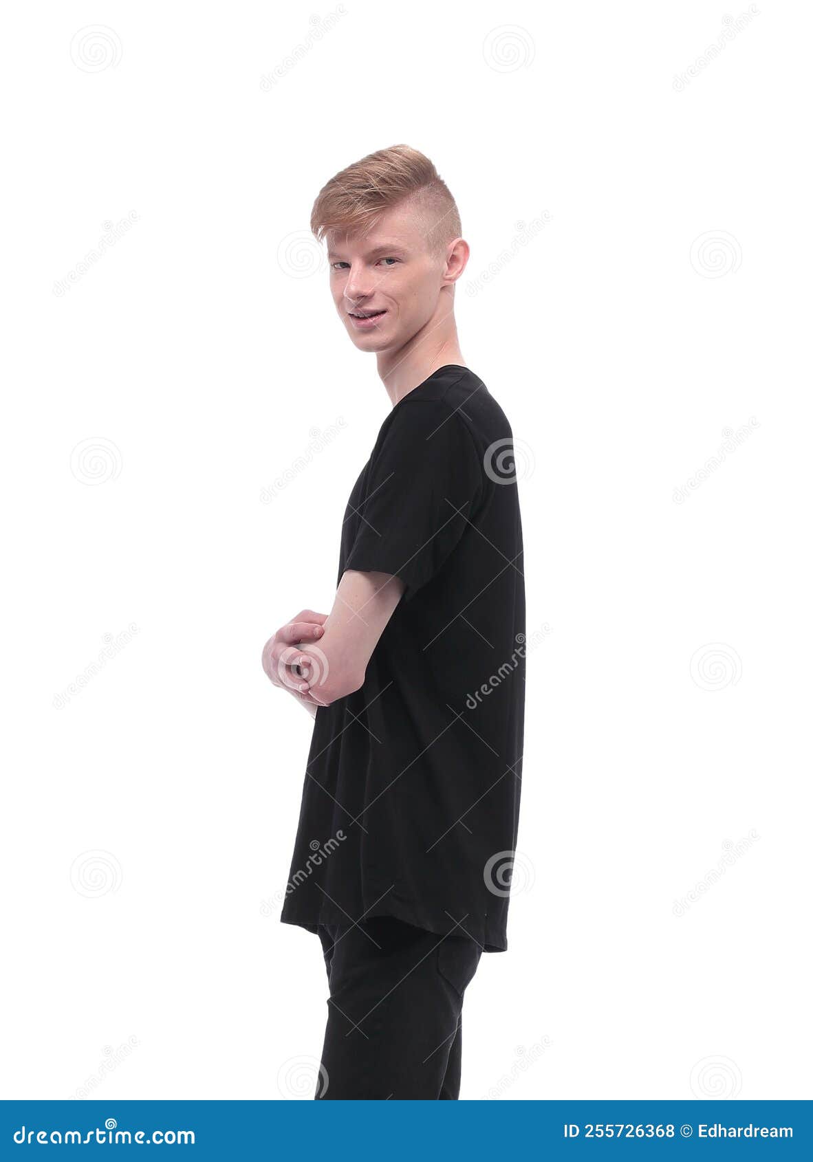Side View. Casual Student Guy Looking Forward Stock Photo - Image of ...