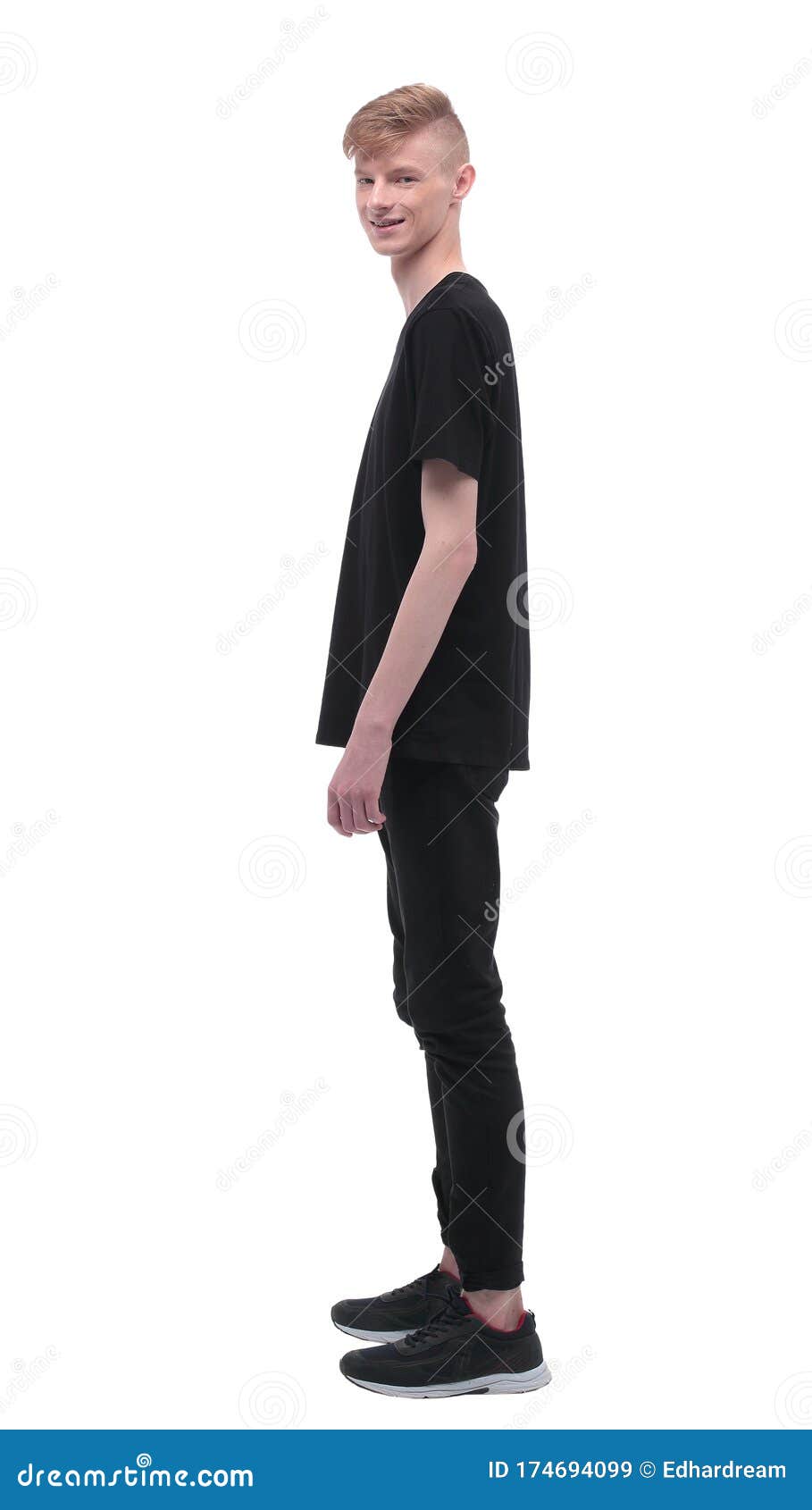 Side View. Casual Student Guy Looking Forward Stock Image - Image of ...