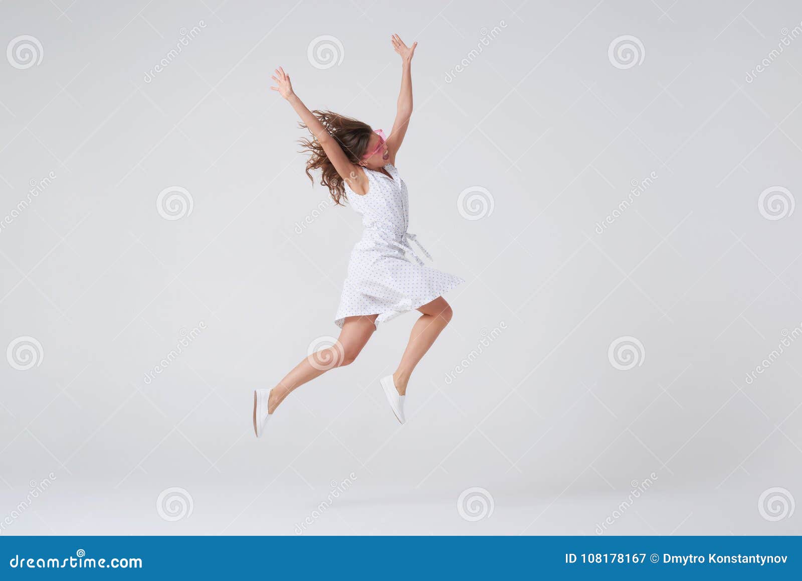 Cheerful Beautiful Young Woman Jumping Stock Image - Image of beauty ...