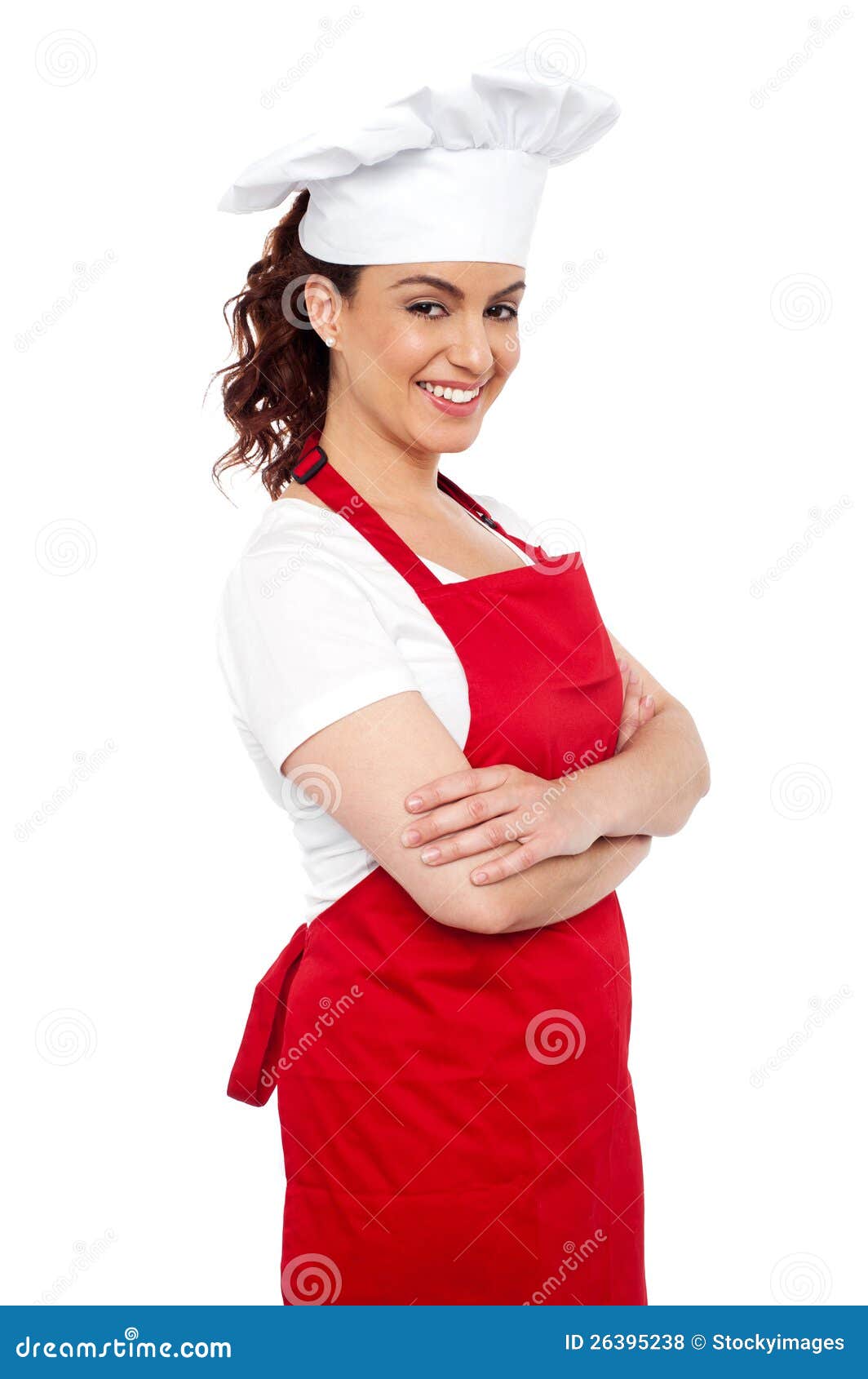 Side View of Cheerful Chef Posing Casually Stock Photo - Image of ...