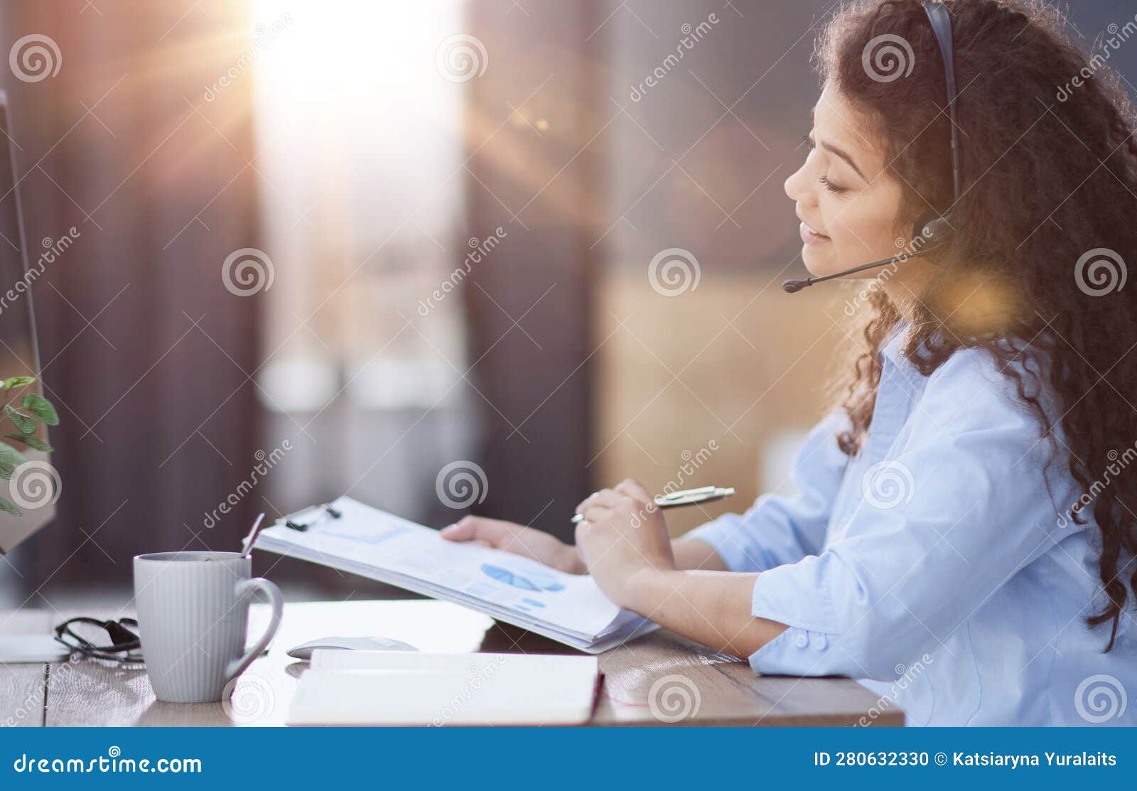 Profile Side View Portrait of Attractive Confident Girl Coding Writing ...