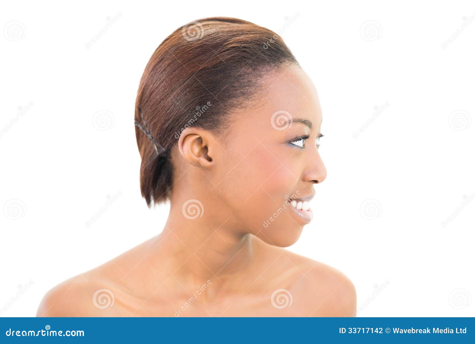 Side View of Cheerful Pretty Woman Stock Photo - Image of perfect, skin ...
