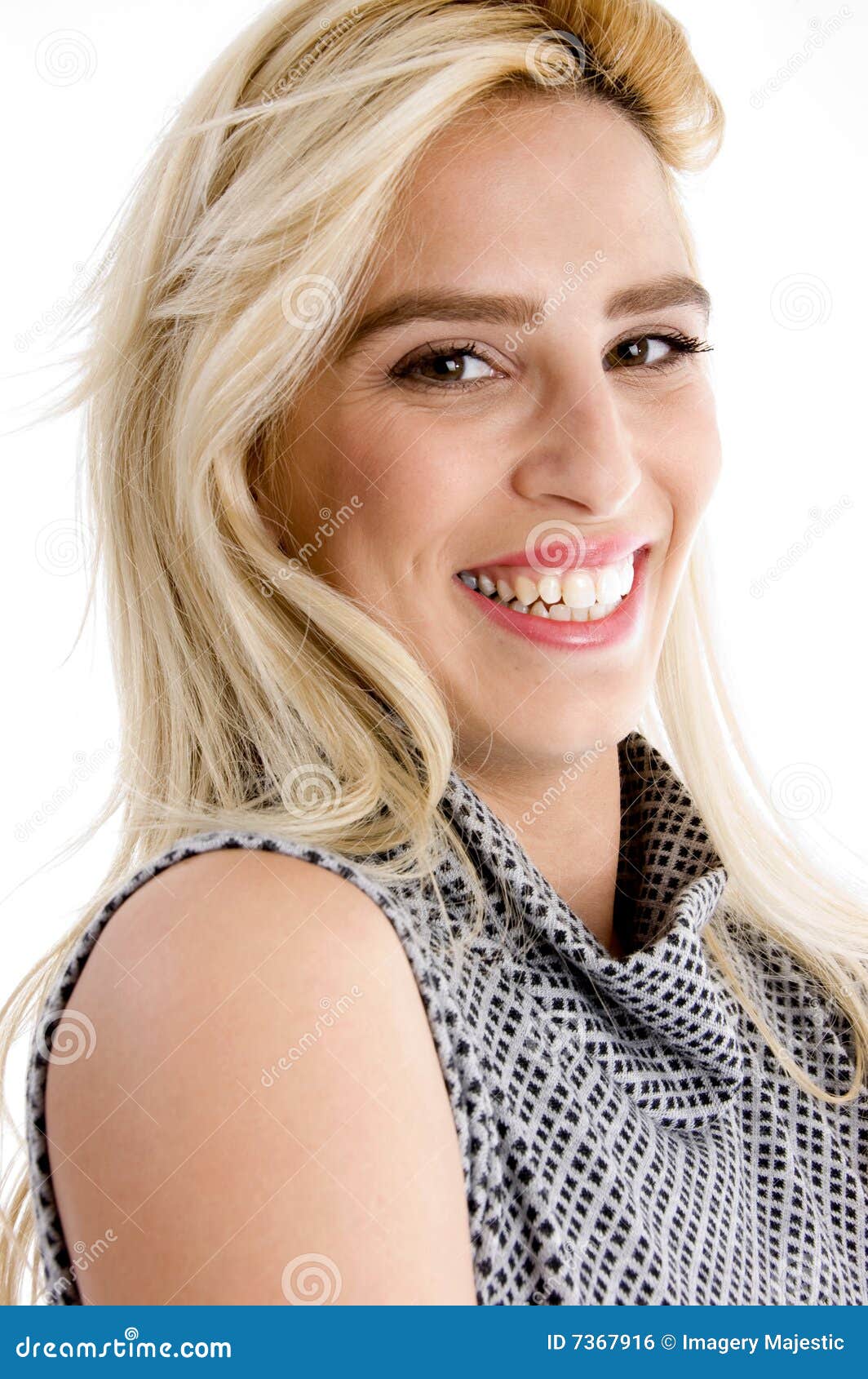 Side View of Cheerful Young Female Model Stock Photo - Image of career ...