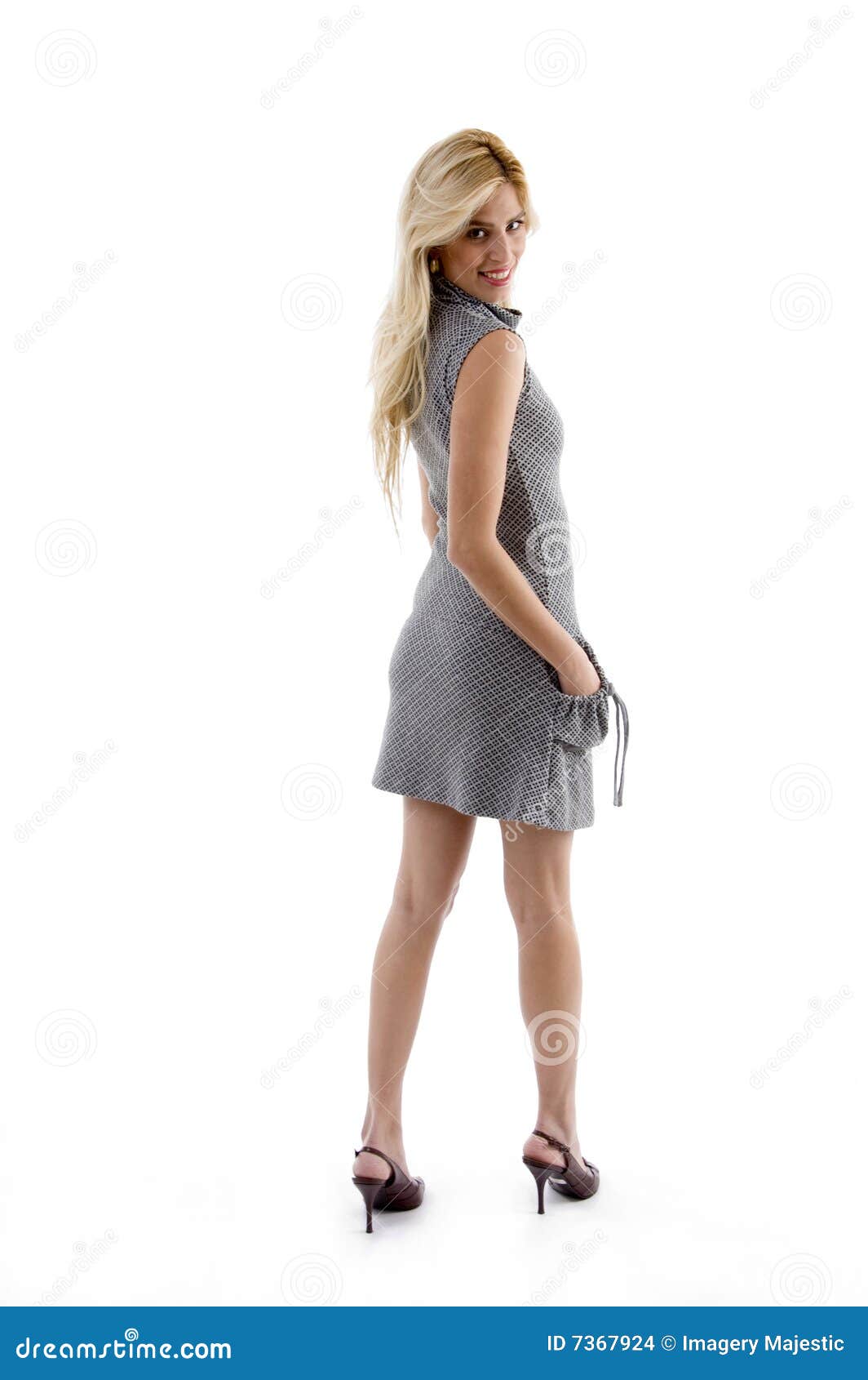 Side View of Cheerful Young Female Model Stock Photo - Image of female ...