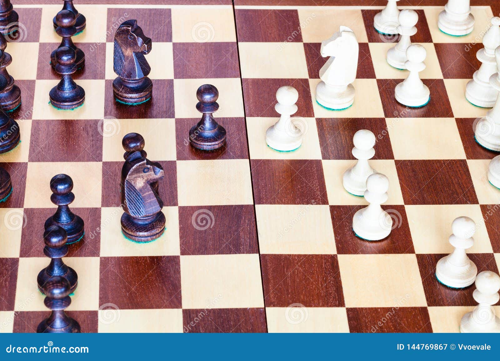 Side View of Chess Gameplay on Chessboard Close Up Stock Image - Image ...