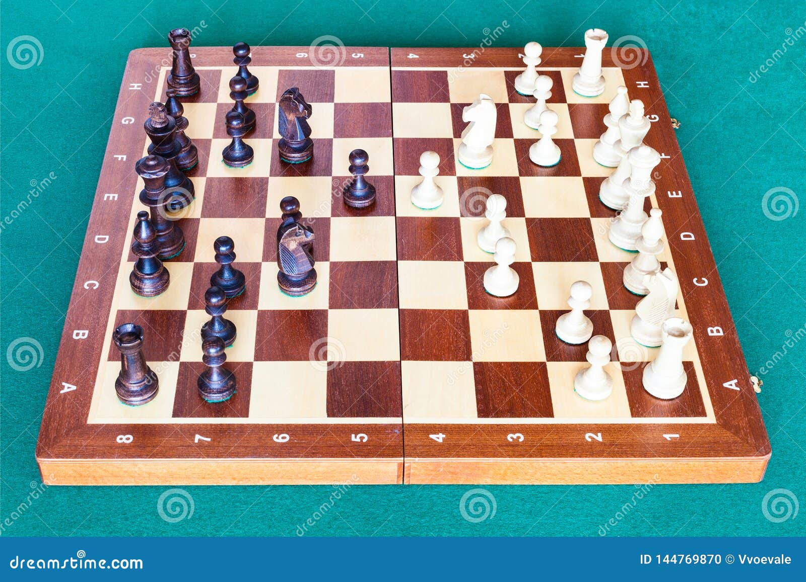 Side View of Chess Gameplay on Wooden Chessboard Stock Photo - Image of ...