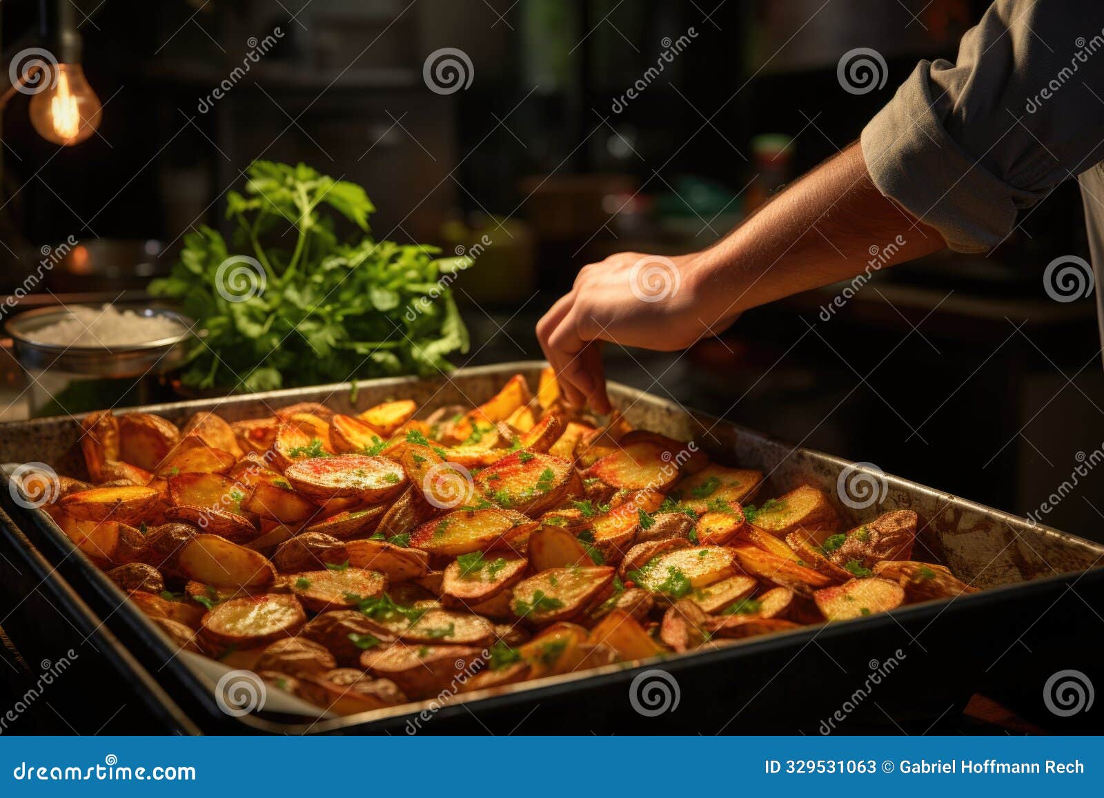 Side View of Chips with Human Hand on the Stock Illustration ...