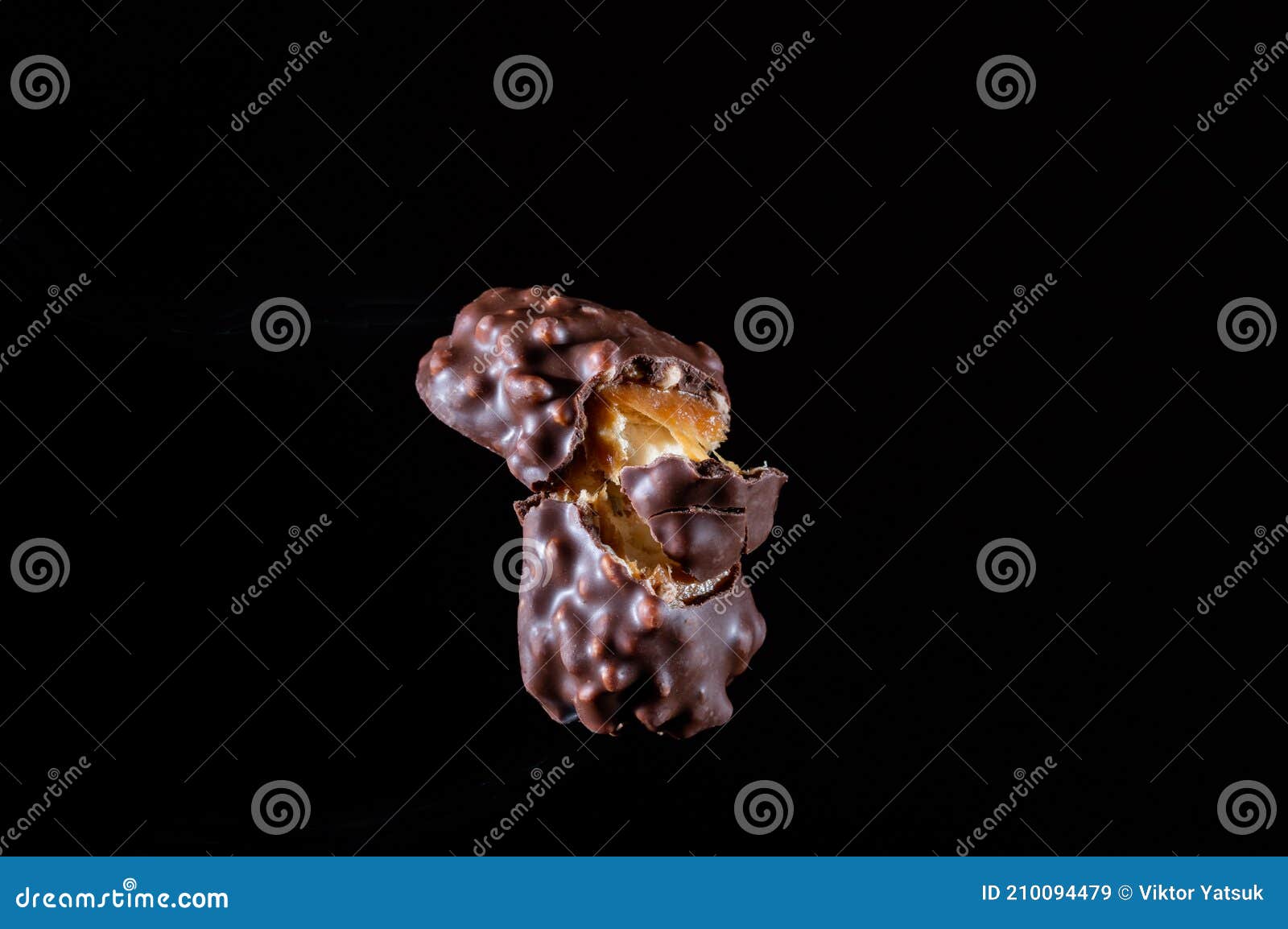 Side View of a Chocolate Bar. Chocolate Bar with Caramel. Chocolate ...