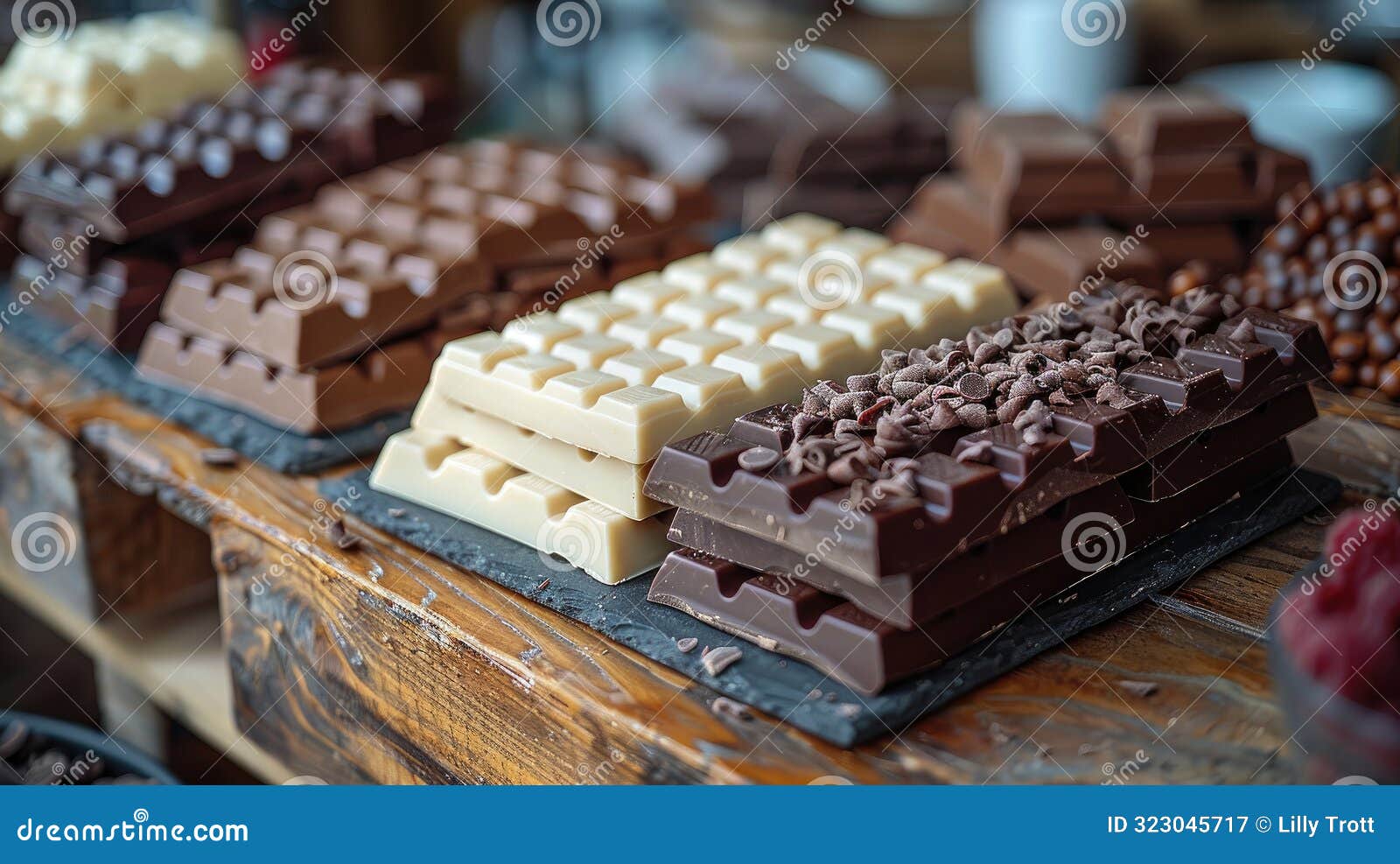 Side View of Chocolate Bars and Nuts Arranged in a Mouth-watering ...