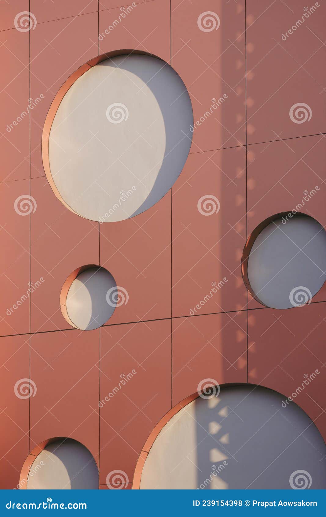 Circle Pattern on Brown Aluminum Composite Tiles Wall of Modern ...
