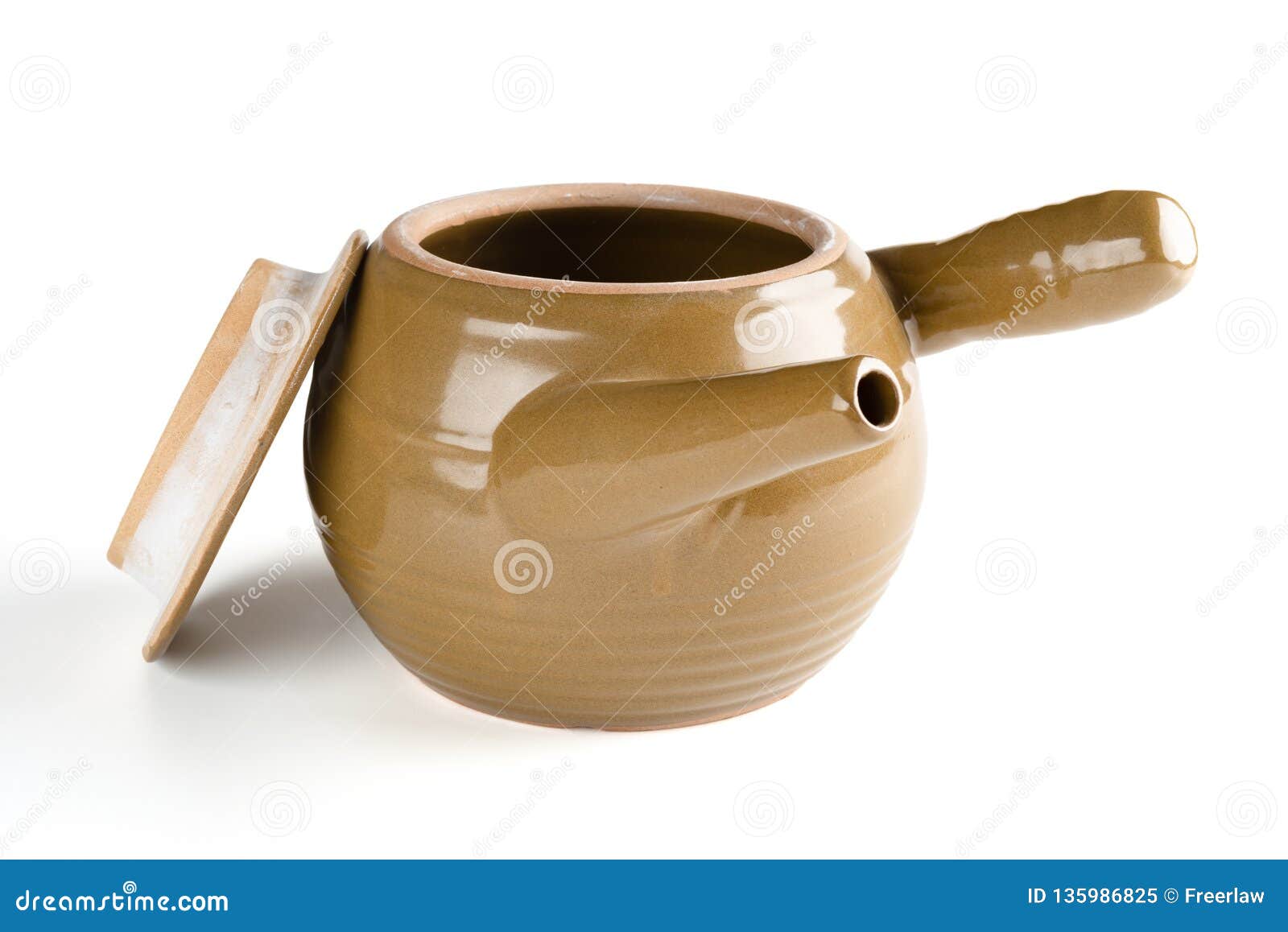 Side View Clay Pot for Boiling Herb Medicing with the Lid Open Stock ...