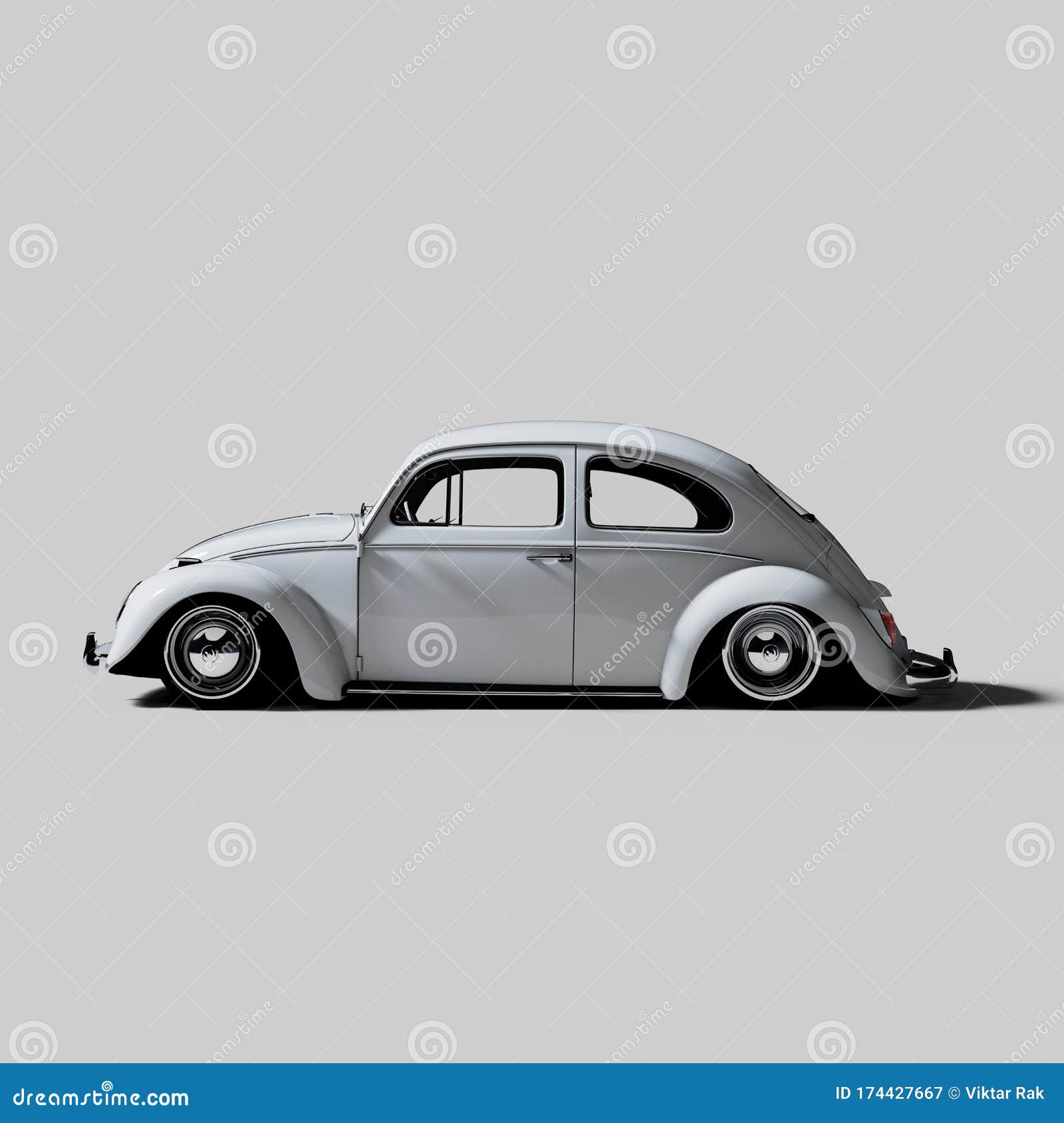 Side View of Clear White Retro Custom Car Isolated on Neutral ...