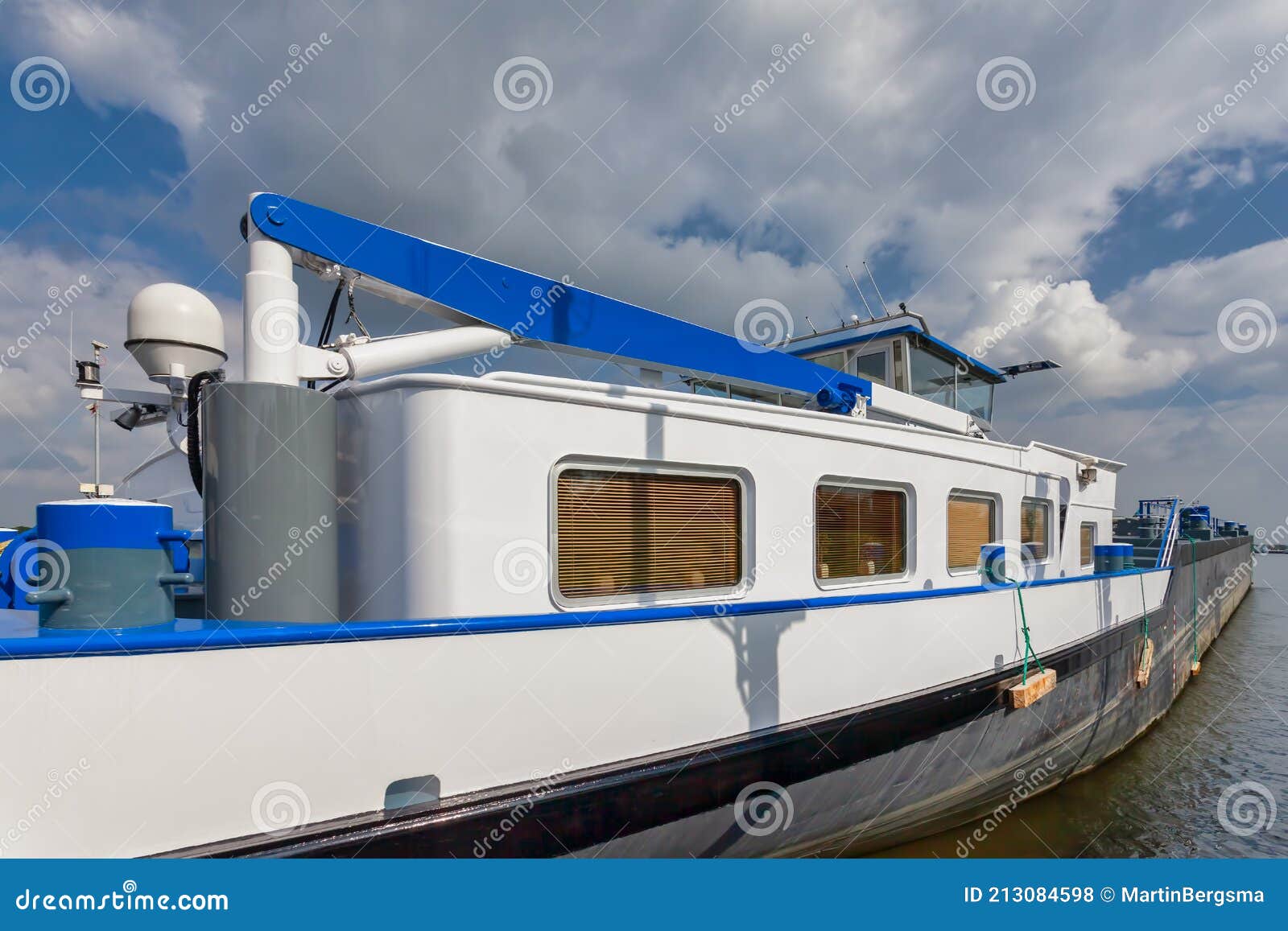 Side View Close Up of a Dutch Inland Cargo Vessel Stock Photo - Image ...