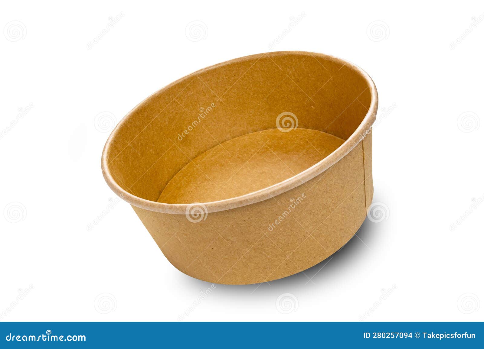Side View Closeup of Empty Single Brown Paper Bowl Isolated on White ...
