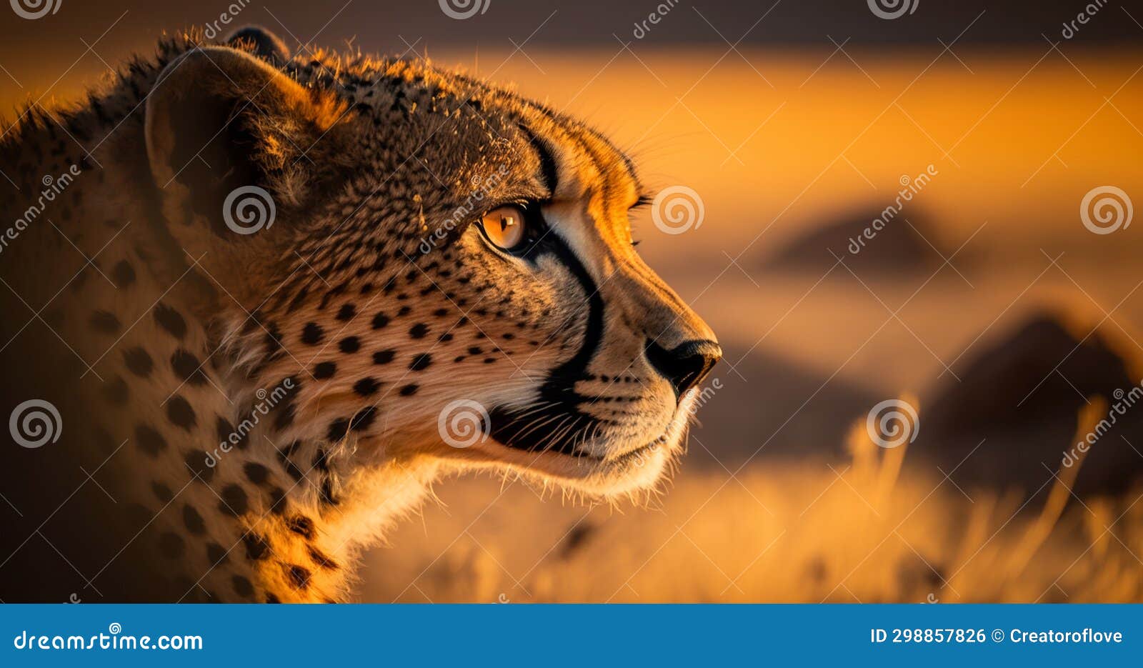 Side View Closeup Photo of a Cheetah Face Stock Illustration ...