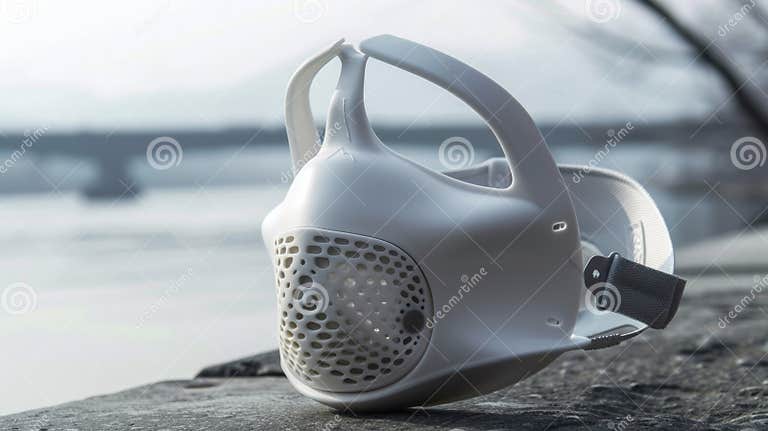 A Side View of a Compact and Lightweight Air Purifier Mask Equipped ...