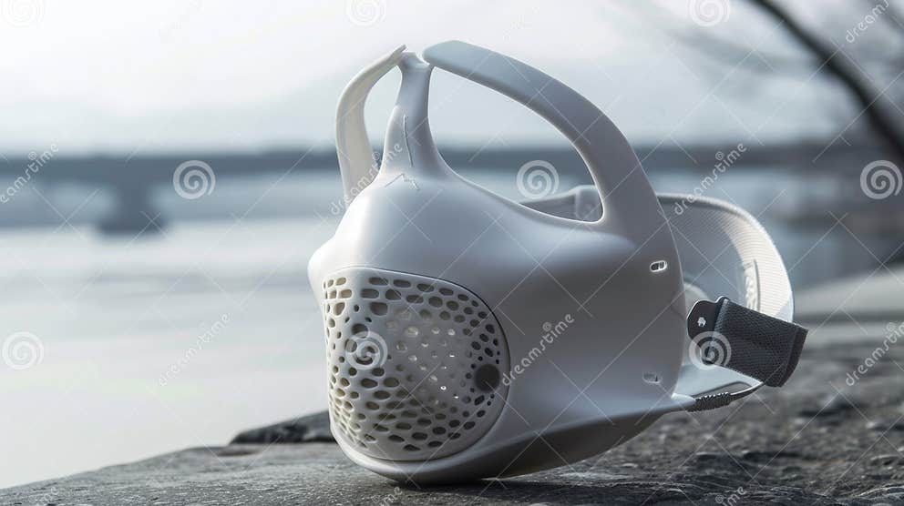 A Side View of a Compact and Lightweight Air Purifier Mask Equipped ...