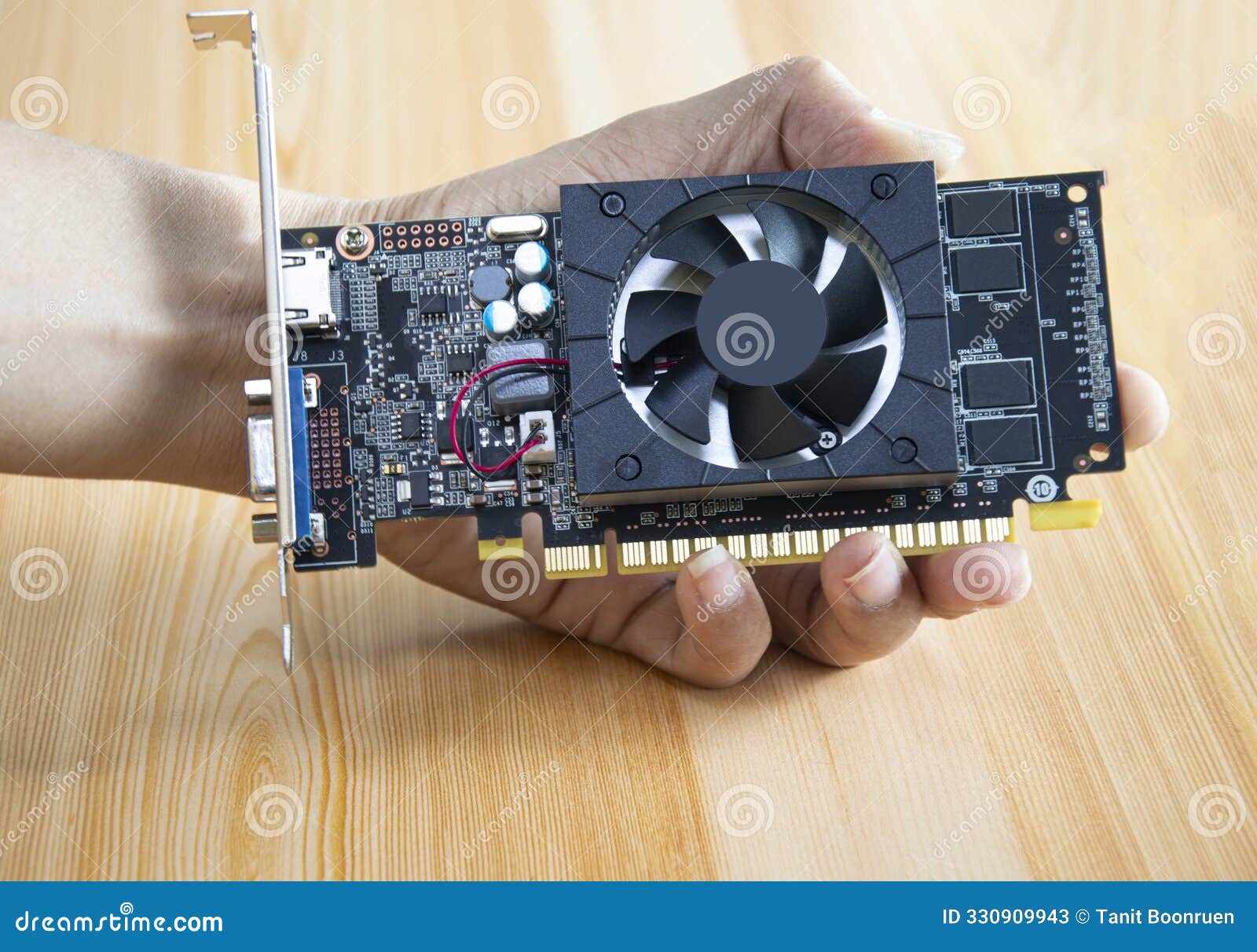 Side View of Computer Graphics Card Holding in Hand Stock Image - Image ...
