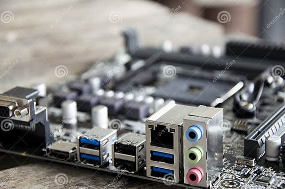 Side View of the Computer Motherboard Stock Image - Image of ...