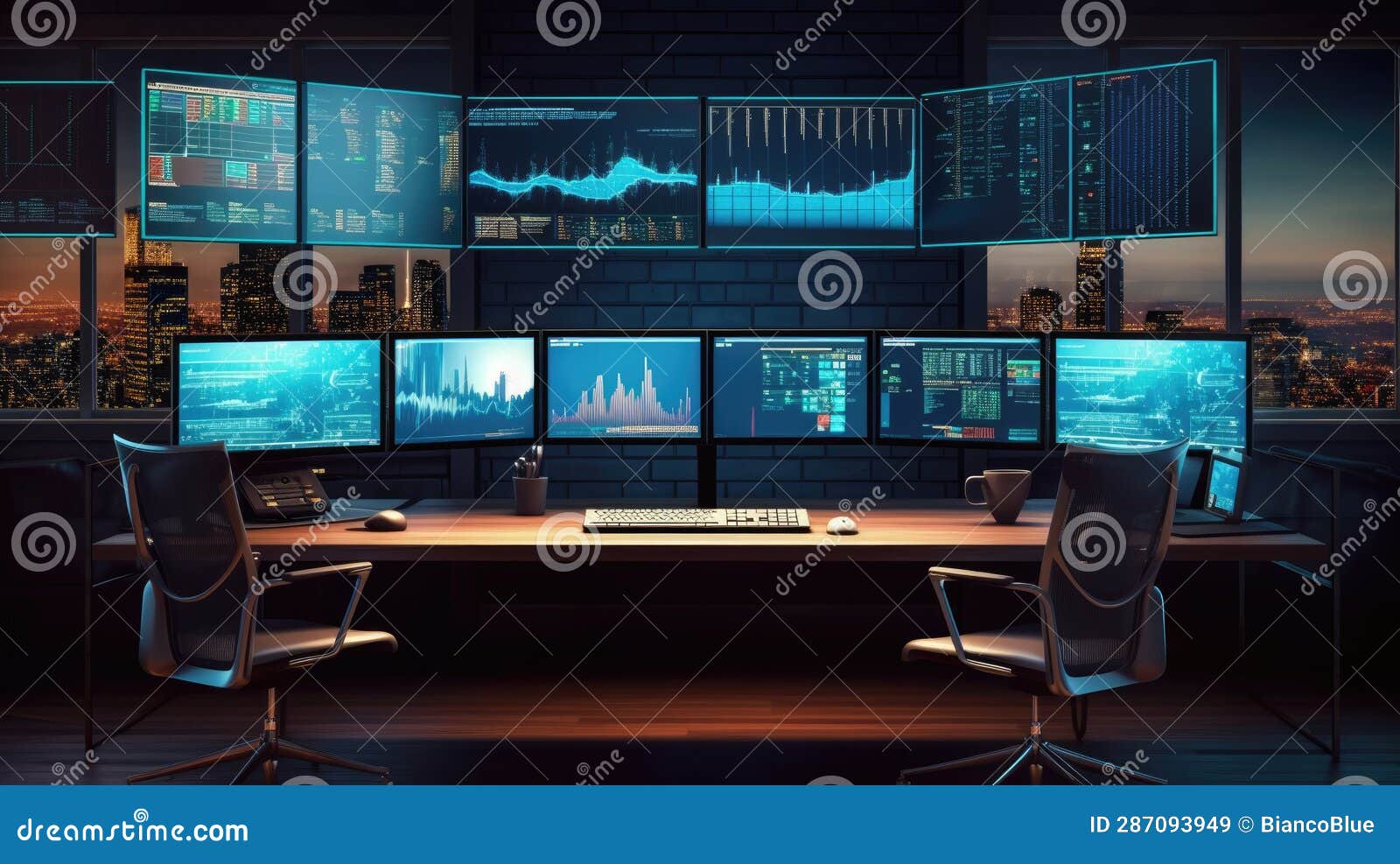 The Side View from a Computer with Multiple Screens Displaying Social ...