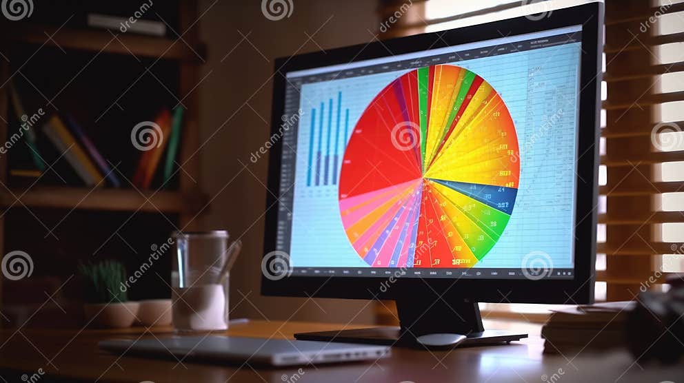 The Side View of a Computer Screen Displaying Multiple Financial ...