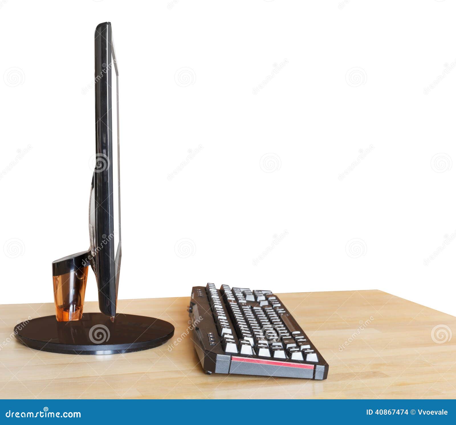 Side View of Computer Widescreen Display Stock Photo - Image of wood ...