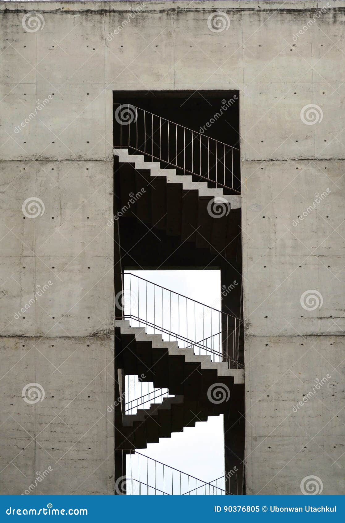 Side View of Concrete Staircase Stock Image - Image of steps ...