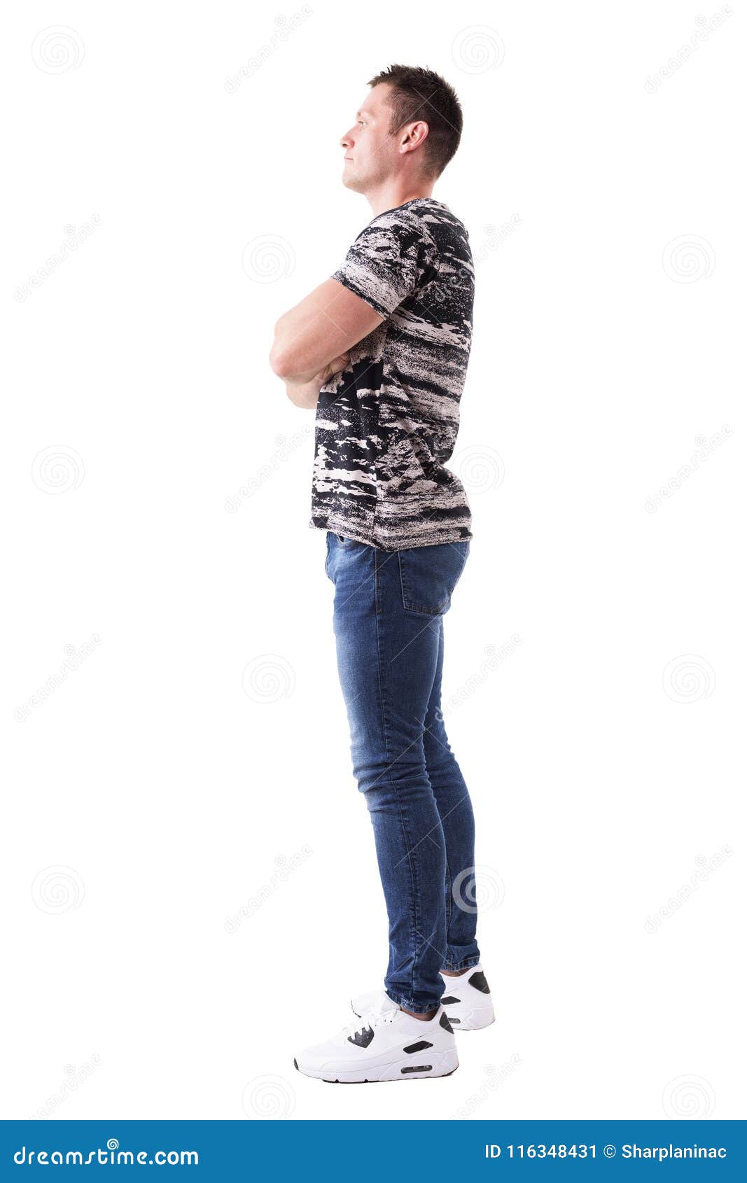 Side View of Confident Proud Young Casual Adult Man with Crossed Arms ... Side View of Confident Proud Young Casual Adult Man with Crossed Arms ...
