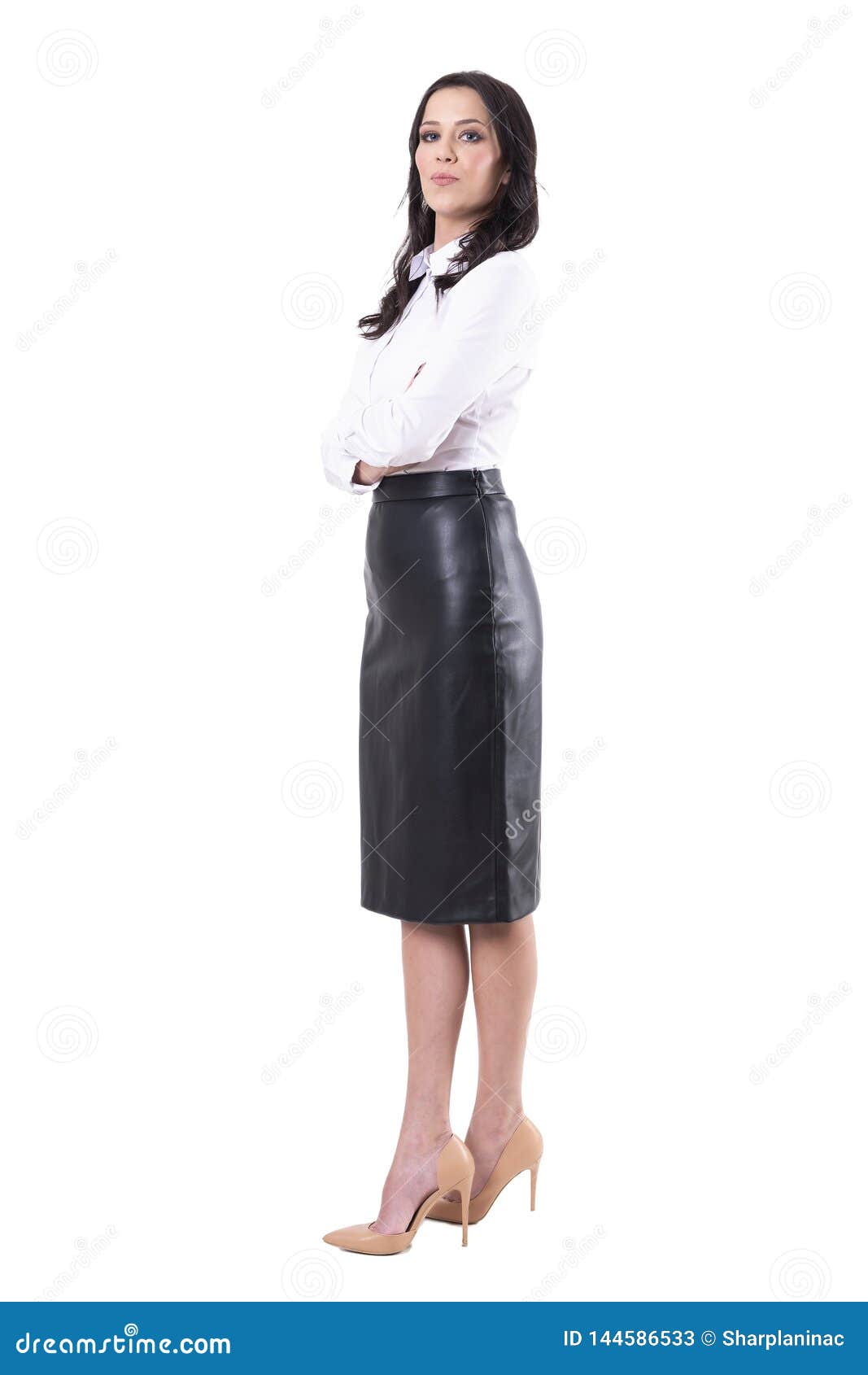Side View of Confident Successful Business Woman with Crossed Arms ... Side View of Confident Successful Business Woman with Crossed Arms ...