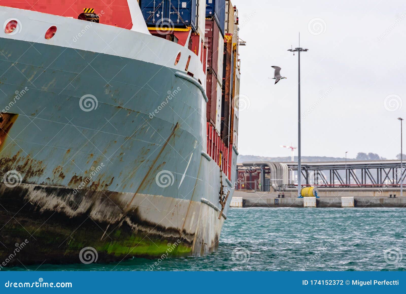 Side View of a Container Ship Stock Photo - Image of crane, harbor ...