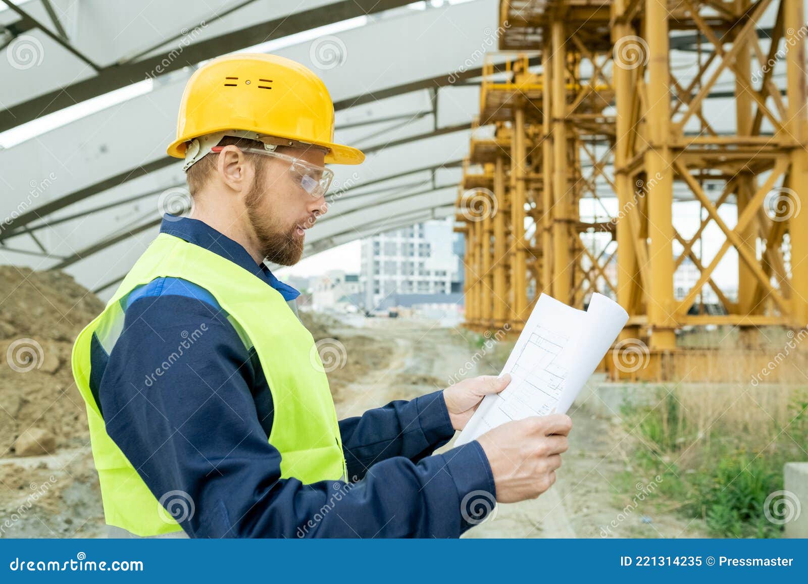 Side View of Contemporary Engineer with Sketch Stock Image - Image of ...