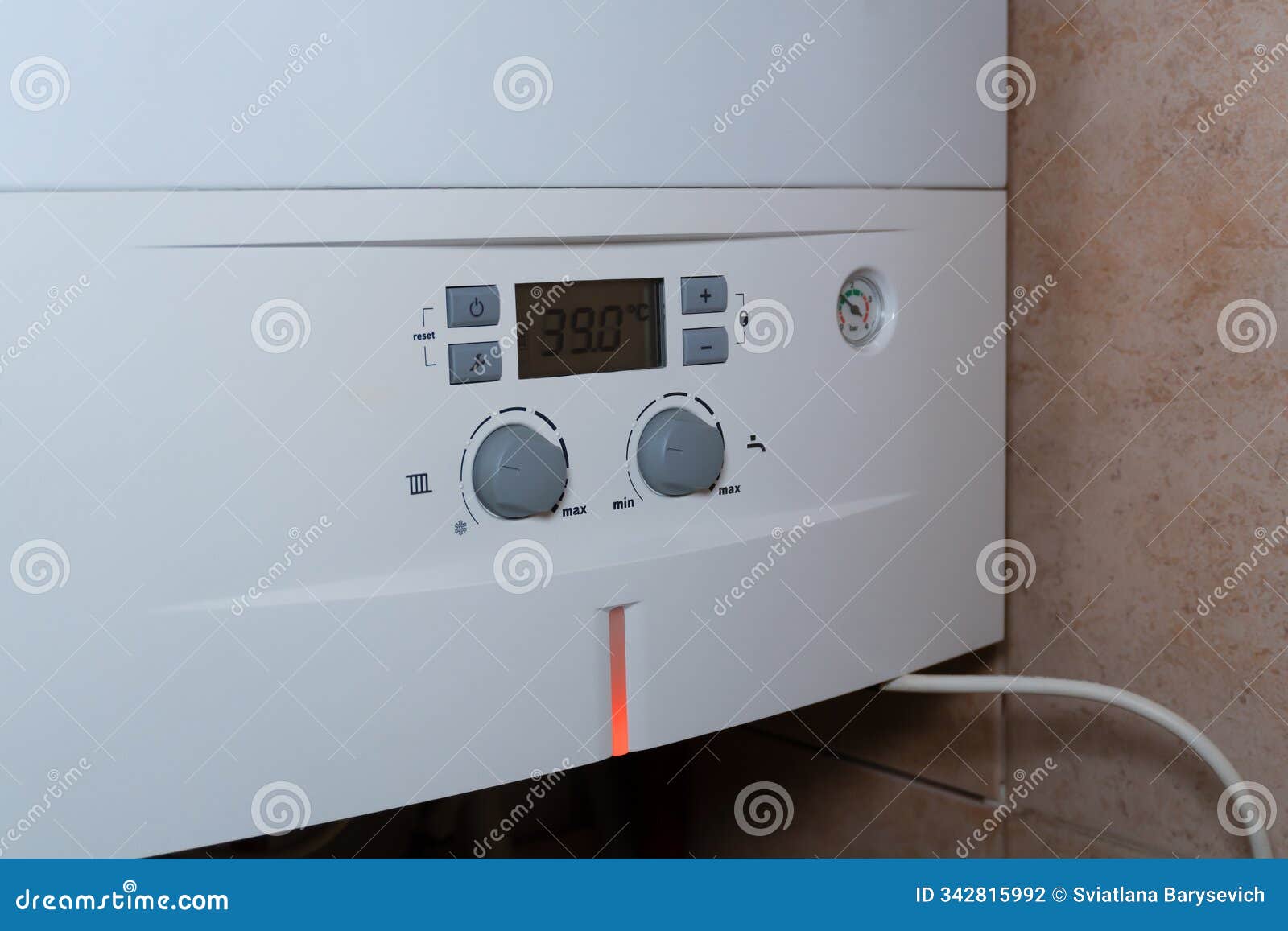 Side View of a Combi Gas Boiler Control Panel Stock Photo - Image of ...