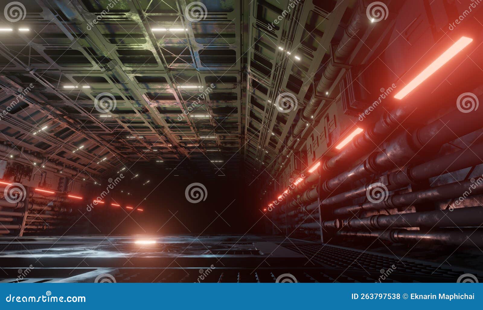 Side View Control Room Laboratory with Lighting Motion in Dark Scene ...