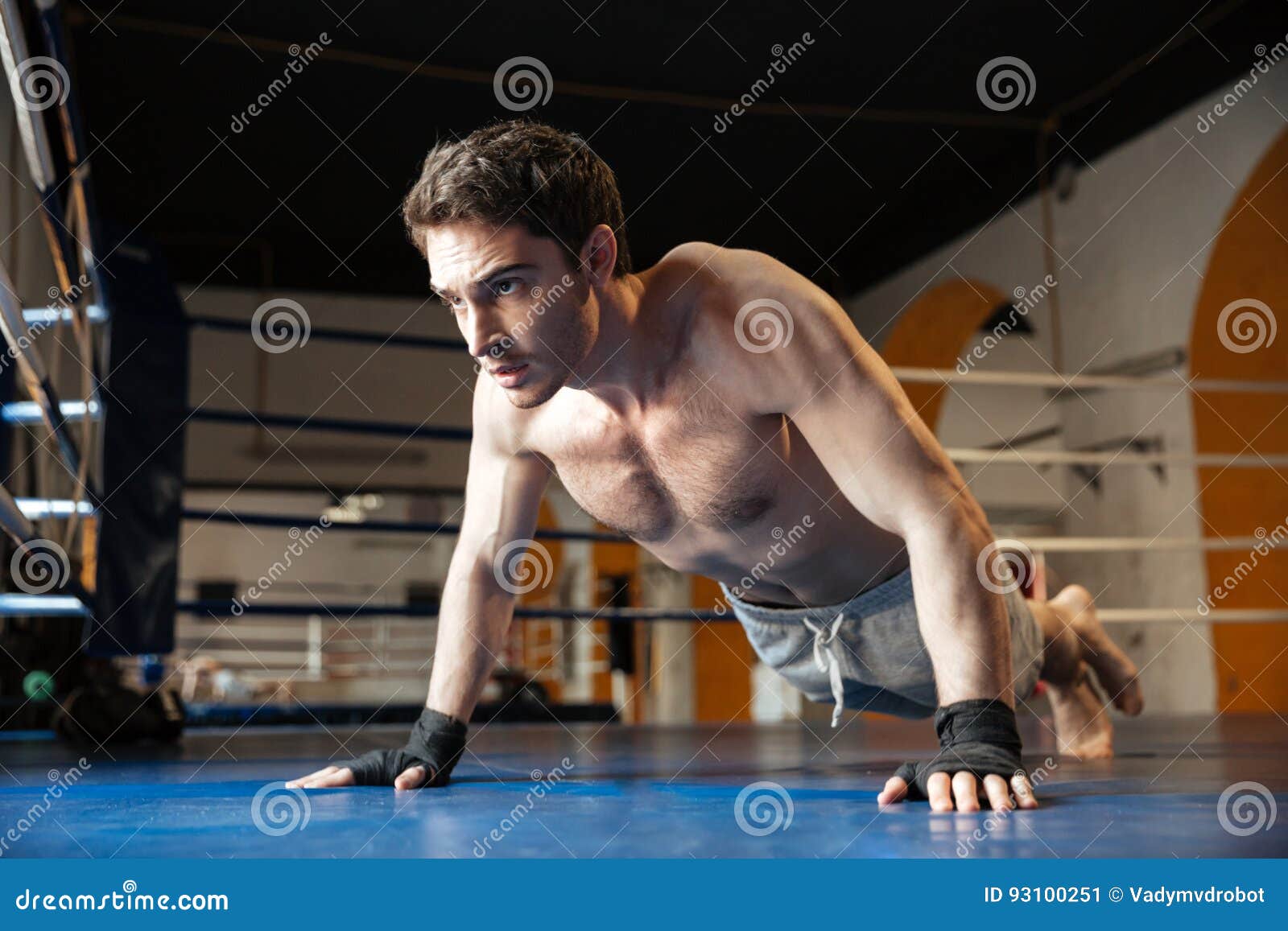 Side View of Cool Boxer Doing Push Ups Stock Image - Image of cool ...