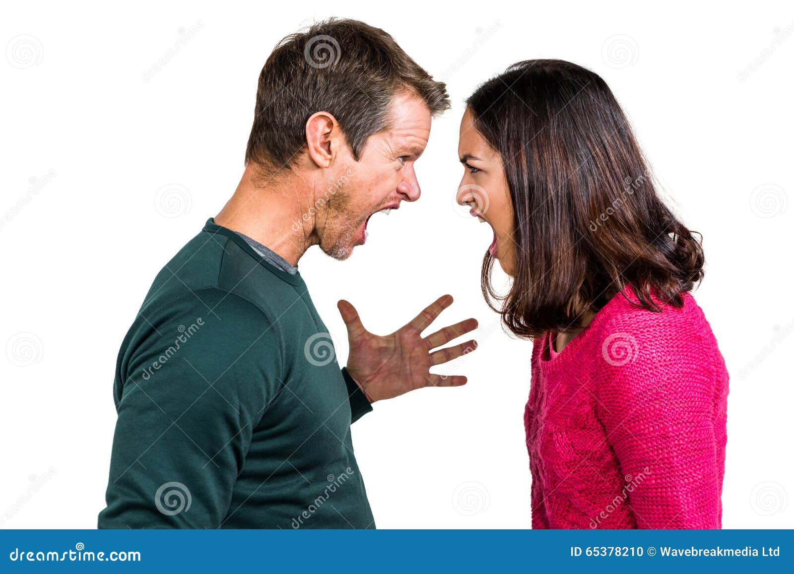 Side View of Couple Fighting Stock Photo - Image of mouth, conflict ...