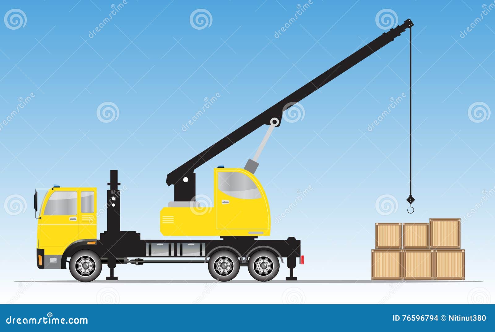 Side View of Crane Truck Vector Stock Illustration - Illustration of ...